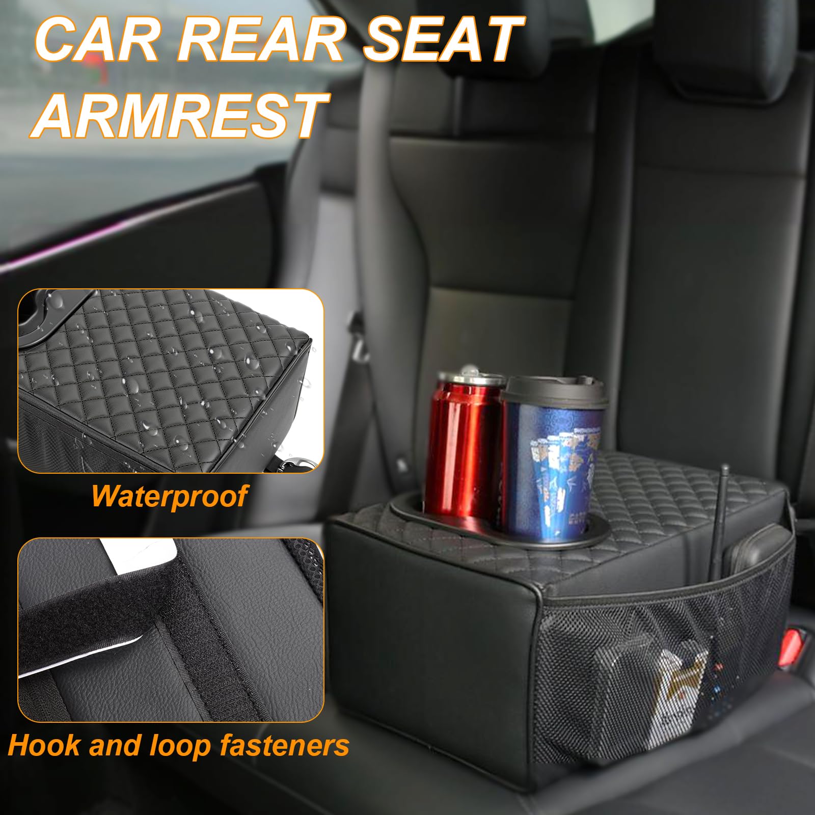 Universal Car Rear Seat Armrest 2 Row Console Box with Cup Holder Back ...