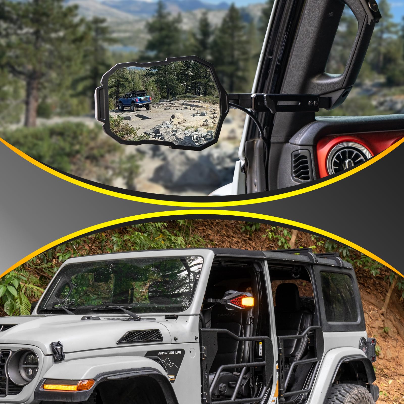 2PC Mirrors Doors Off with Light (24-25 Jeep Wrangler JL Gladiator JT ...